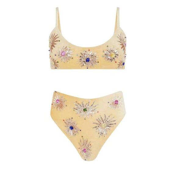 Oceanus | Swim | Oceanus Velveteen Callie Bikini In Gold | Poshmark